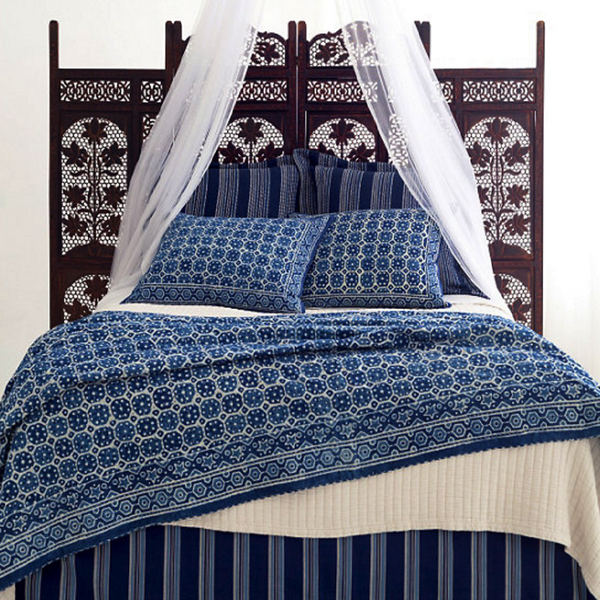 Resist Octagon Indigo Coverlet - Revibe Designs